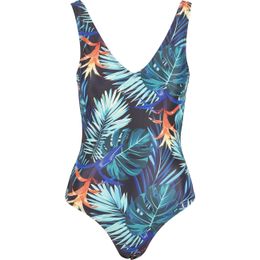 Urban Classics Damen Monokini "Urban Classics Damen Ladies High Leg Pattern Swimsuit", bunt, Gr. XS, 85% Polyester, 15% Elasthan, Badeanz&uuml;ge