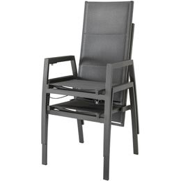 Hochlehner Destiny, B:56cm H:108cm T:55cm, grau, Aluminium, Kunststoff, PVC, St&uuml;hle, "COSTA", Aluminium, Textilene