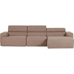 Ecksofa Woood, B:300cm H:73cm T:173cm, braun, Wohnzimmer, Sofas, "Novi Chaiselongue Bezug mit verstellbarer Nackenst&uuml;tze 300x173x73 cm", Rechts,