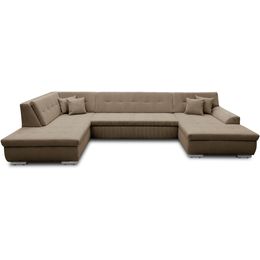 Wohnlandschaft DOMO collection, B:364cm H:83cm T:201cm, braun, 100% Polyester;Microfaser-Primabelle (100% Polyester) / Struktur (90% Polyester; 10%