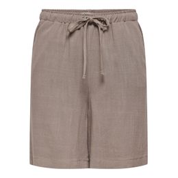 Only Damen Shorts "ONLSIESTA MW PULL-UP LIN BL SHORTS NOOS", braun, Gr. XS, unifarben, Jersey, Obermaterial: 80% Viskose, 20% Leinen, Hosen, loose