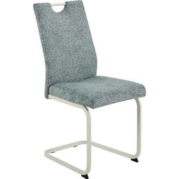 Freischwinger Hela, B:43,5cm H:97cm T:60,5cm, grau, Metall, Polyester, Stoff, St&uuml;hle, "TIVOLI", Freischwinger, Gestell Perlwei&szlig;, mit Griff, 140kg