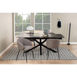 Esstisch ACTONA GROUP, B:240cm H:76cm T:100cm, schwarz, Wohnzimmer, Tische, "Heaven,Tischplatte aus Keramik, ausziehbar - robust & pflegeleicht",