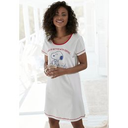 PEANUTS Damen Nachthemd, Gr. 32, beige, Single Jersey, Obermaterial: 100% Baumwolle, unifarben, Basic, Kleider, mit Snoopy Druckmotiv