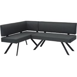 Eckbank ByLiving, B:182cm H:85cm T:56cm, grau, Stahl, Stoff, Esszimmer, Sitzb&auml;nke, "TORONTO", Webstoff, bis 160 kg, Taschenfederkern, 4-Fu&szlig;gestell, 3