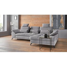 Ecksofa OTTO HOME, B:301cm H:89cm T:176cm, grau, 100% Polyester;Samtoptik (100% Polyester), Wohnzimmer, Sofas, "Costello L-Form, B: 301cm, Sitztiefen