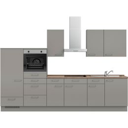 K&uuml;chenzeile Nobilia, B:330,3cm H:216,6cm T:60cm, grau, Komplettk&uuml;chen-Sets, ""Laser I", NEU: individuell anpassbar mit gratis Profi-Beratung",