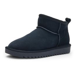 Ara Damen Winterboots "ALASKA Short", Gr. 39, blau, Lammfell, Veloursleder, unifarben, Schuhe, Schlupfboots, Snowboots, Winterboots mit Anziehlasche