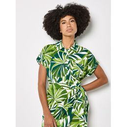 Apricot Damen Hemdbluse "Hemd mit tropischem Blattmuster", gr&uuml;n, Gr. 40, gemustert, gewebt, Obermaterial: 81% Viskose CV. 19% Leinen LI., Blusen,