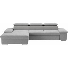 Sit & More Ecksofa SIT & MORE, B:286cm H:73cm T:174cm, grau, 100% Polyester, Wohnzimmer, Sofas, "Valantine L-Form, B: 286 cm", mit Arm- & Kopfteilverstellung,