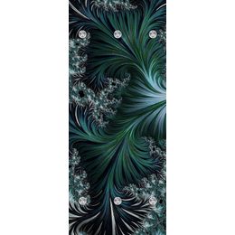Garderobenpaneel queence, B:50cm H:120cm T:2,5cm, gr&uuml;n, Acrylglas, Edelstahl, Garderobenpaneele, "Wandgarderobe mit Motiv Abstrakt Palmen Wald inkl.