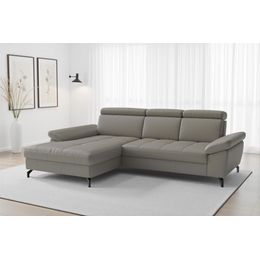 Sit & More Ecksofa SIT & MORE, B:264cm H:84cm T:181cm, grau, Wohnzimmer, Sofas, "Vanity L-Form, B: 264 cm, Leder", Inkl.Sitz-,Kopf-und Armteilverstellung