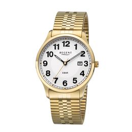 Regent Uhren REGENT Herren Quarzuhr, gold, Armbanduhren, Armbanduhr, Herrenuhr, Edelstahlarmband, analog, Tag