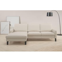 Ecksofa Home Affaire, B:244cm H:86cm T:164cm, beige, 100% Leder, Wohnzimmer, Sofas, inkl. saugroboterfreundliche H&ouml;he & schmale Armlehnen