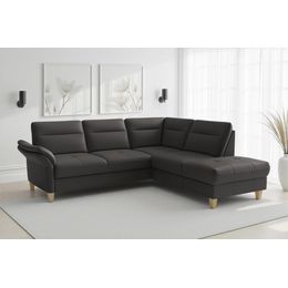 Sit & More Ecksofa SIT & MORE, B:218cm H:90cm T:212cm, grau, Wohnzimmer, Sofas, "Pamela L-Form, Leder, B: 218 cm", optional Armteilverstellung, Schlaffunktion &