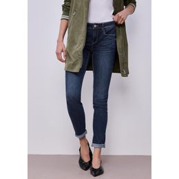 Street One Damen Slim-fit-Jeans, blau, Gr. 34, unifarben, Jeans, 78% Baumwolle, 21% Polyester, 1% Elasthan, Jeans, Middle Waist