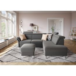 Sit & More Ecksofa SIT & MORE, B:245cm H:84cm T:193cm, grau, Wohnzimmer, Sofas, "Vincenzo L-Form", inklusive Kopfteilverstellung, optional Schlaffunktion &