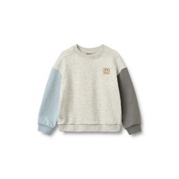 Wheat Jungen Sweater "Wheat Sweatshirt L/S Lennon Badge", grau, Gr. 104, unifarben, 98% Baumwolle (Bio), 2% Viskose, Sweatshirts