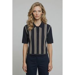 Marc O'Polo MARC O'POLO Damen Strickjacke "DFB Travel Collection", schwarz, Gr. L, gestreift, Rippstrick, Obermaterial: 100% Baumwolle, Strickjacken,