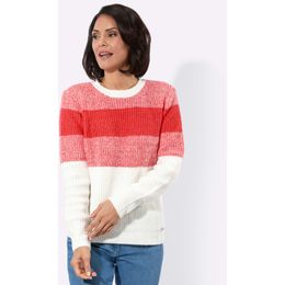 Casual Looks Damen Rundhalspullover "Rundhals-Pullover"hummer, ecru, gemustert, Gr. 52, meliert, unifarben, 76% Polyester, 20% Polyacryl, 4%