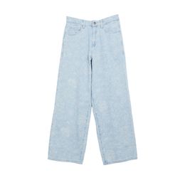 s.Oliver JUNIOR M&auml;dchen Loose-fit-Jeansblau, Gr. 164, gebl&uuml;mt, Denim/Jeans, Obermaterial: 100% Baumwolle, Jeans, Eingewebte Blumenmotive