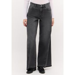 Angels Damen Schlagjeans "LIVA EDGY", grau, Gr. 46, Denim/Jeans, Obermaterial: 91% Baumwolle, 6% Polyester, 3% Elasthan, Jeans, mit extraweitem Bein