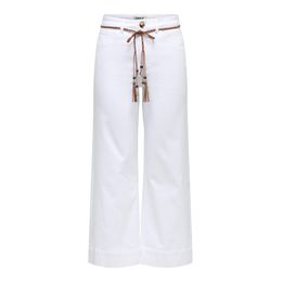 Only Damen High-waist-Jeans "ONLMADISON HW BELT WD CRP WHI DNM GUA000", wei&szlig;, Gr. 32, unifarben, Denim/Jeans, Obermaterial: 91% Baumwolle, 7%