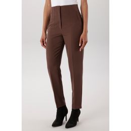 Damen Anzughose, braun, Gr. 48, Aniston SELECTED, unifarben, Web, Obermaterial: 100% Polyester, Hosen, mit B&uuml;gelfalten - NEUE KOLLEKTION
