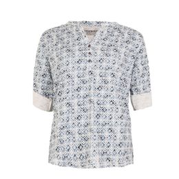STOOKER WOMEN Damen 3/4-Arm-Shirt "MARIE Print Shirt Bluse 3/4-Arm", blau, Gr. L, Jersey, 100% Baumwolle, Shirts, Regular Fit Shirt Bluse Baumwolle
