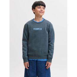 Jack & Jones Kinder Sweatshirt "JJMUNK SWEAT CREW NECK SN JNR", grau, Gr. 128, JACK & JONES JUNIOR, bedruckt, angeraute Sweatware, Obermaterial: 65% Polyester,