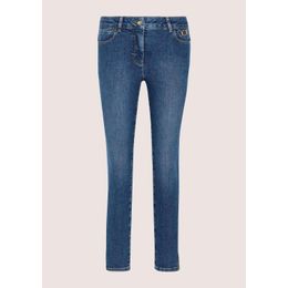 Madeleine Mode MADELEINE Damen Regular-fit-Jeans "Jeans Slim-Fit Jeans mit Kettendetail", blau, Modern, Gr. 22, Obermaterial: 93% Baumwolle CO. 5% Polyester PES. 2%