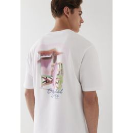 Mavi Herren T-Shirt "COASTAL ZONE TEE", wei&szlig;, Gr. M, unifarben, 100% Baumwolle, Shirts, Backprint T-Shirt