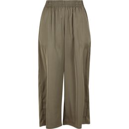 Urban Classics Damen Stoffhose "Urban Classics Ladies Satin Wide Leg Culotte", braun, Gr. S, unifarben, 96% Polyester, 4% Elasthan, Hosen