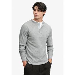 Superdry Herren Langarmshirt "MINI SLUB WAFFLE LS GRANDAD", grau, Gr. S, meliert, Single Jersey, Obermaterial: 100% Baumwolle, Shirts, lockere
