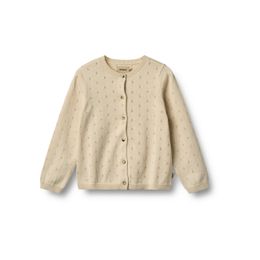 Wheat M&auml;dchen Strickjacke "Wheat Knit Cardigan Maia", beige, Gr. 122, unifarben, 100% Baumwolle (Bio), Strickjacken