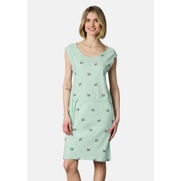 Ragwear Damen Sommerkleid "Penellope Print YOUMODO", gr&uuml;n, Gr. S, Sweatware, 100% Baumwolle, Kleider, leichtes Strand-Kleid mit stylischem Print