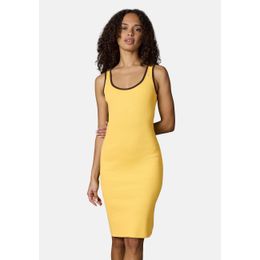 Ragwear Damen Shirtkleid "Montyca Short YOUMODO", gelb, Gr. XL, Material: 95% Baumwolle, 5% Elasthan, Kleider, Sommerkleid mit kontrastfarbenen