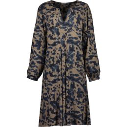 Blue Seven Damen Sommerkleid "Kleid mit Henley Ausschnitt", braun, Gr. 44, 100% Viskose, Kleider