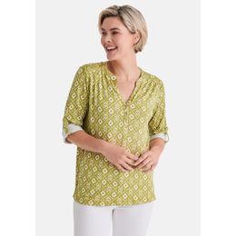 STOOKER WOMEN Damen 3/4-Arm-Shirt "MARIE Print Shirt Bluse 3/4-Arm", gr&uuml;n, Gr. M, Feinstrick, 96% Polyester, 4% Elasthan, Shirts, Regular Fit Shirt