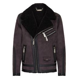 Philipp Plein Herren Bikerjacke "Iconic Plein", schwarz, Gr. S, Obermaterial: 100% Polyester, Jacken