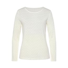 Vivance Damen Langarmshirt "mit modischem Ajour-Muster", beige, Gr. 48, Feinstrick;Jersey, Obermaterial: 60% Baumwolle, 40% Polyester, Shirts, aus