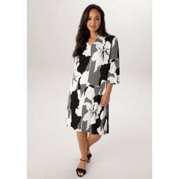 ANISTON PLUS Damen Jerseykleid, schwarz-wei&szlig;, Gr. 48, bedruckt, gemustert, Jersey, Obermaterial: 85% Viskose, 10% Polyester, 5% Elasthan, Kleider,