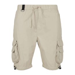 Urban Classics Herren Stoffhose "Urban Classics Herren Double Pocket Cargo Shorts", beige, Gr. S, unifarben, 100% Baumwolle, Hosen