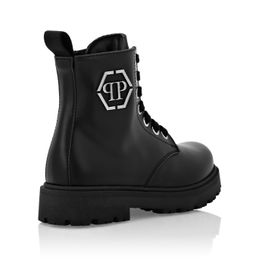 Philipp Plein Jungen Schn&uuml;rstiefelette "Hexagon", Gr. 2702, schwarz, Schuhe