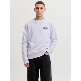 Jack & Jones JACK & JONES Herren Sweatshirt "JJAERO SWEAT CREW NECK", wei&szlig;, Gr. XL, bedruckt, angeraute Sweatware, Obermaterial: 65% Polyester, 35% Baumwolle,