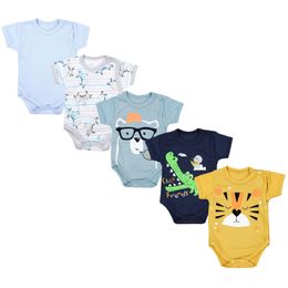 TUPTAM Jungen Kurzarmwickelbody "Wickelbody Baby Jungen Kurzarm Wickelbody 5er Set", Gr. 56, braun, Obermaterial: 100% Baumwolle CO., Bodys