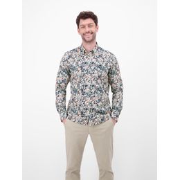 Lerros Herren Langarmhemd, bunt, Gr. L, bedruckt, gebl&uuml;mt, Web, Obermaterial: 97% Baumwolle, 3% Elasthan, Hemden, mit Minimal-Print, gebl&uuml;mt