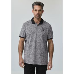 Street One MEN Herren Poloshirt, grau, Gr. S, gemustert, Web, 100% Baumwolle, Shirts, aus reiner Baumwolle