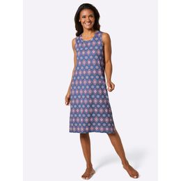 feel good Damen Sommerkleid "Sommerkleid", blau, Gr. 52, gemustert, mehrfarbig, 95% Viskose, 5% Elasthan, Kleider