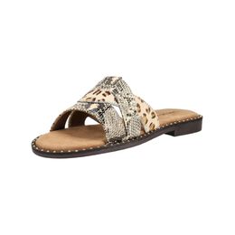 Lazamani Damen Pantolette "Lazamani Pantoletten Leder/Textil", Gr. 39, beige, Leder, Textil, Schuhe